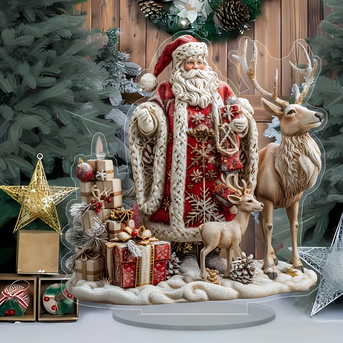 1Pc Bohemian Santa Claus and Reindeer Acrylic Desktop Display Stand ...
