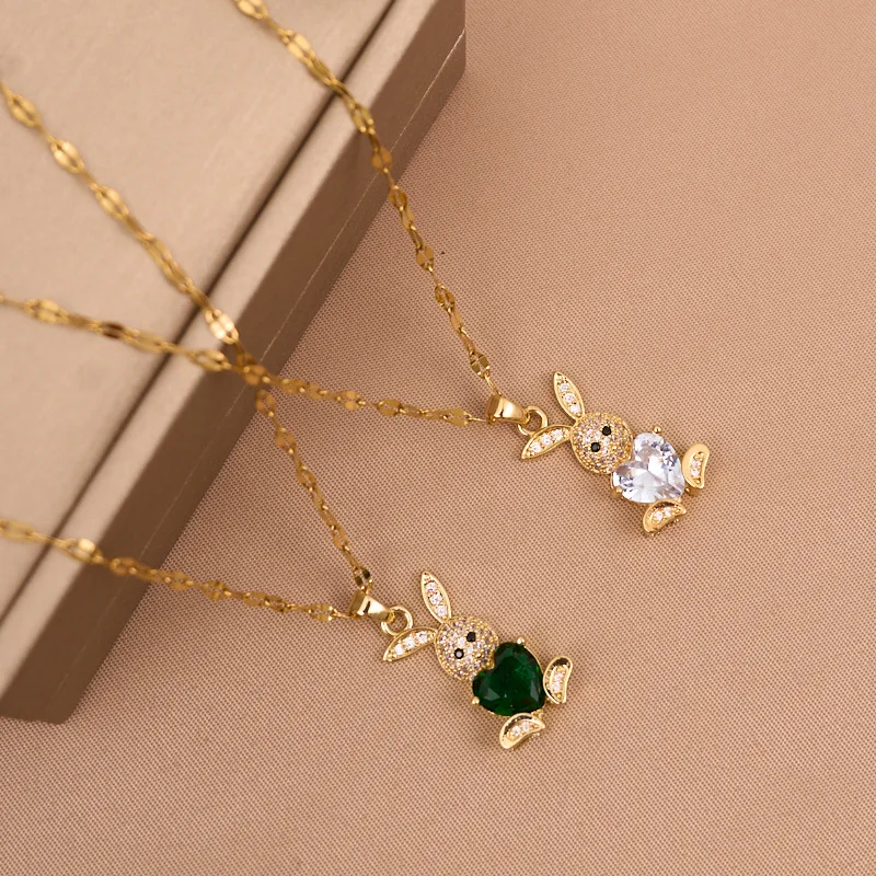 Classic-Personality-Micro-inlaid-Cute-Rabbit-Necklace-Exquisite-Fashion ...
