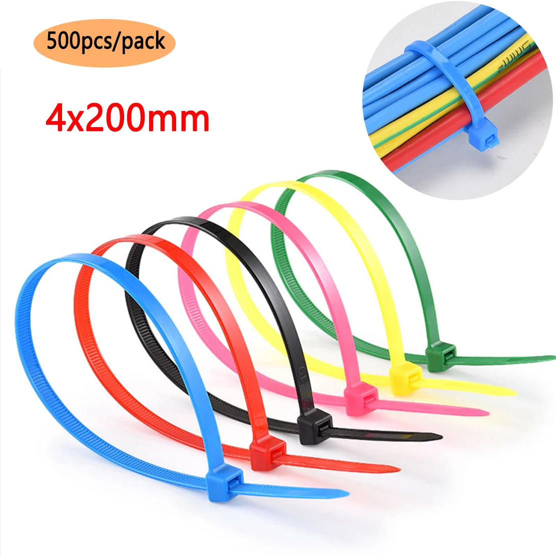 Color Cable Ties Assorted Plastic Wire Zip Ties Cable Organiser Nylon ...