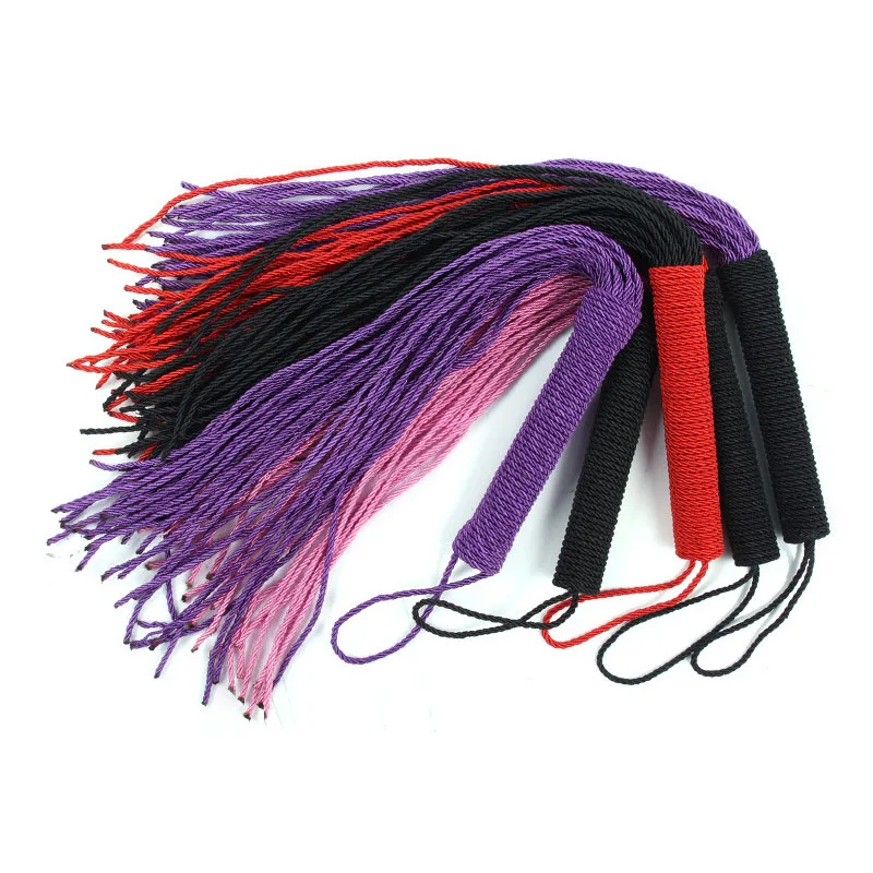 Multicolor-Fetish-Soft-Nylon-Rope-Whip-Flogger-Handle-Spanking-Paddle ...