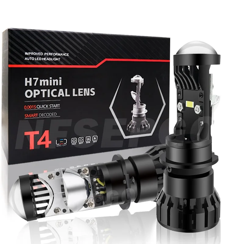 T4-LED-Mini-Projector-Lens-LED-H4-H7-Headlight-Bulbs-120W-Canbus-Car ...