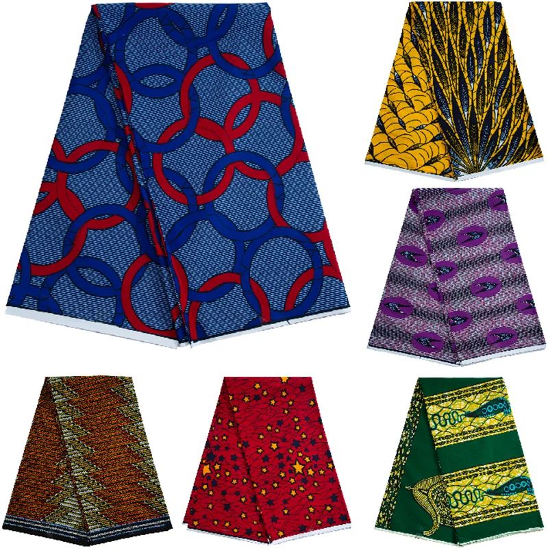 African Wax Printed Fabric 6 Yards Patchwork Sewing Dresses Material ...