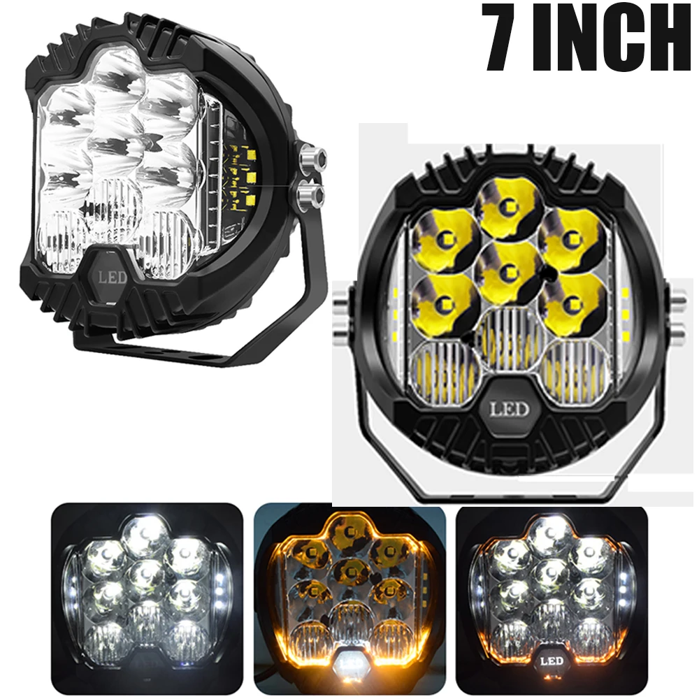 7-Inch-LED-Headlight-DRL-High-Low-Beam-90W-3000K-4300K-For-Motorcycle ...