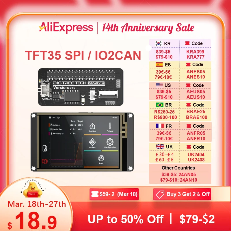 BIGTREETECH-TFT35-SPI-V2-1-Touch-Screen-With-IO2CAN-V1-0-Module-3-5 ...