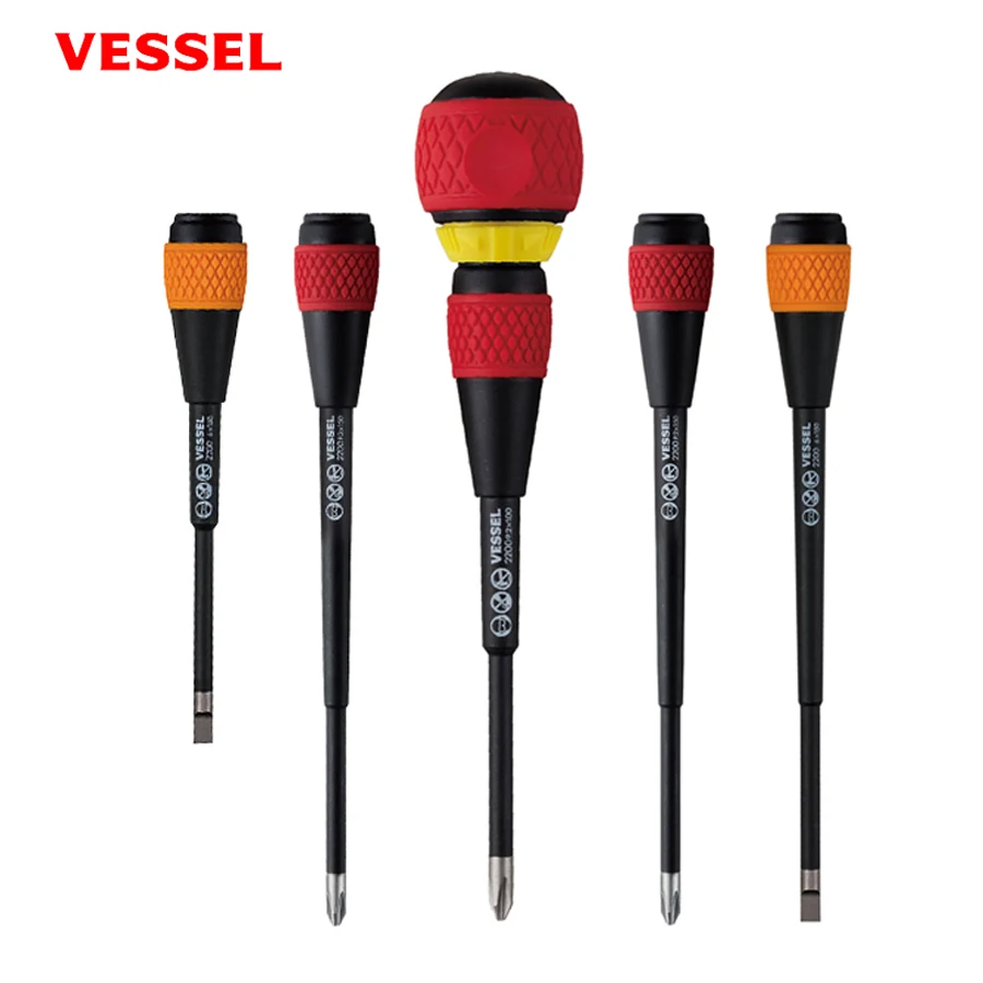 VESSEL-5-Pcs-Ball-Ratchet-Grip-Screwdriver-Set-Suitable-for-Phillips ...
