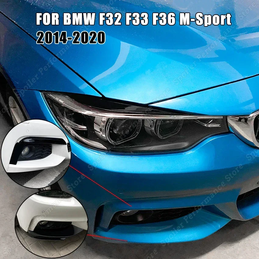 Front-Bumper-Splitters-Lip-Side-Diffuser-Headlight-Eyebrows-For-BMW-4 ...