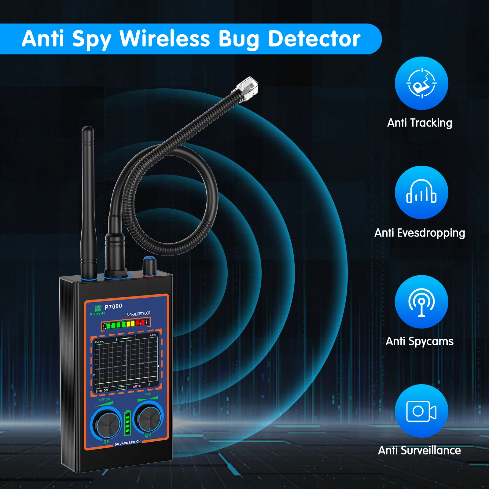 Upgraded Bug Detectors 4-in-1 Hidden Devices Detector 4 Detection Modes ...