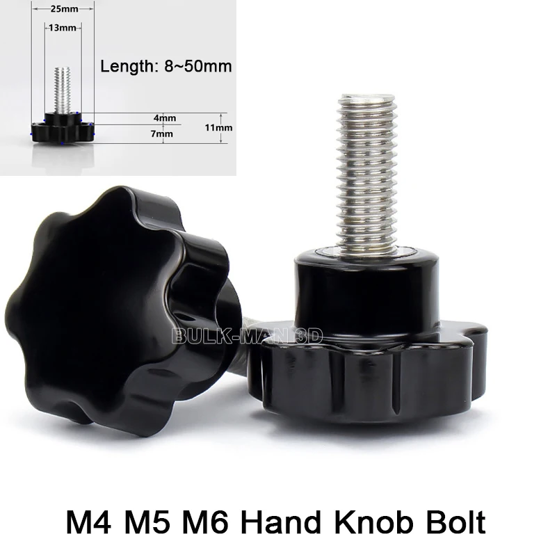 M4 M5 M6 Hand Knob Screws Bolt Length From 8mm to 50mm Plastic Star ...
