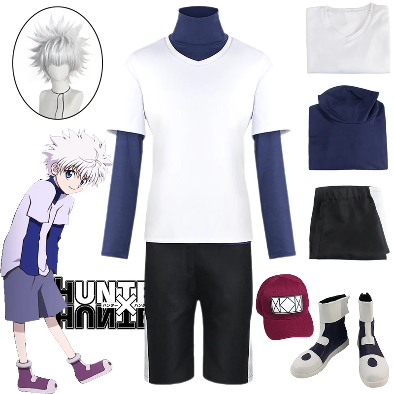 Killua Zoldyck Cosplay Costume Anime Hunter Killua blanc perruque ...