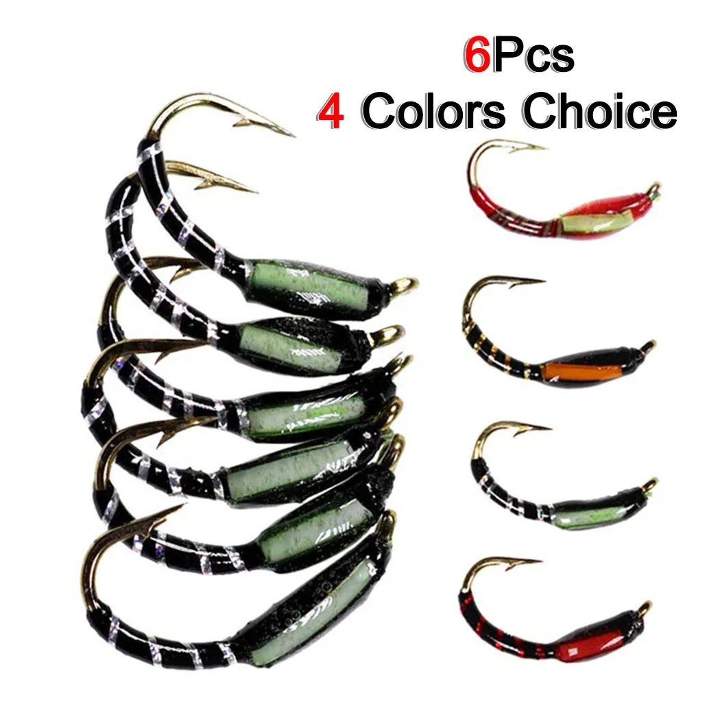 6Pcs Assorted Epoxy Nymph Flies Midge Hegene Trout Fish Trout Fly ...