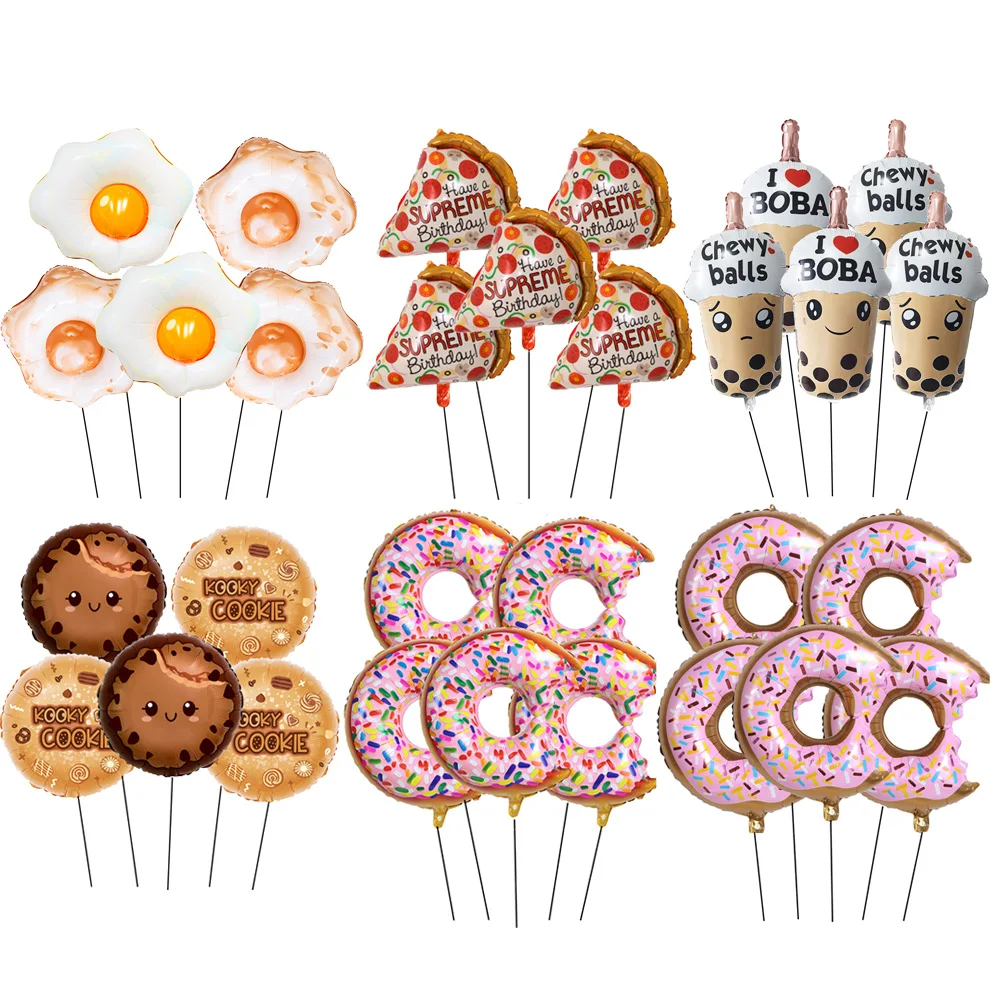 5pcs Food Party Balloon Donut Pizza Fried Egg Chocolate Chip Cookie ...