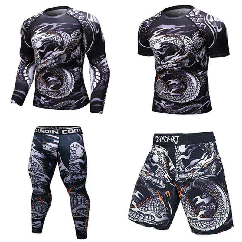 New Men Sports Jiu Jitsu Bjj Suit Gym Fitness Compression Clothes ...