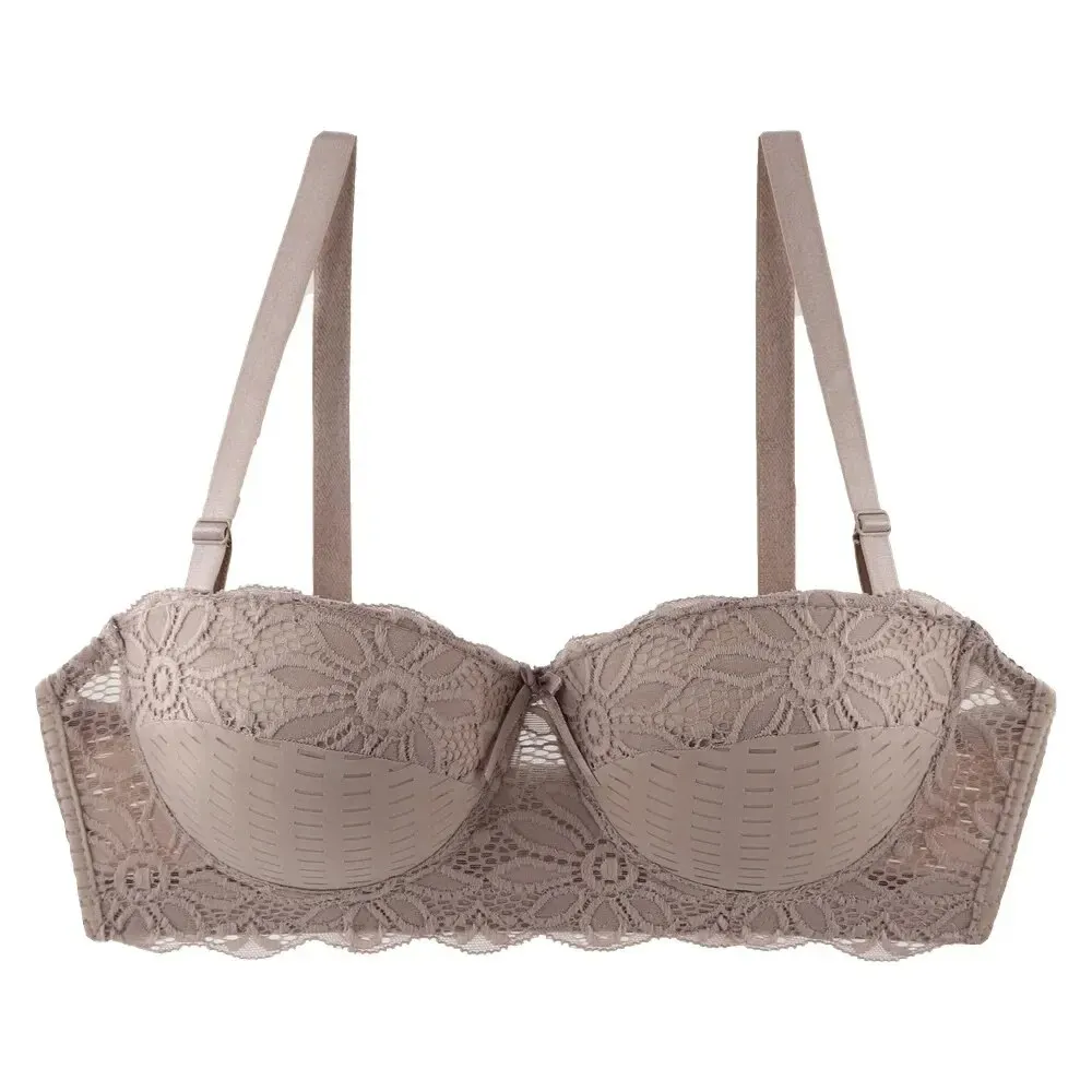 Women-s-Lace-Bra-French-Style-Half-Cup-Gathered-C-Cup-Bra-Cross-border ...
