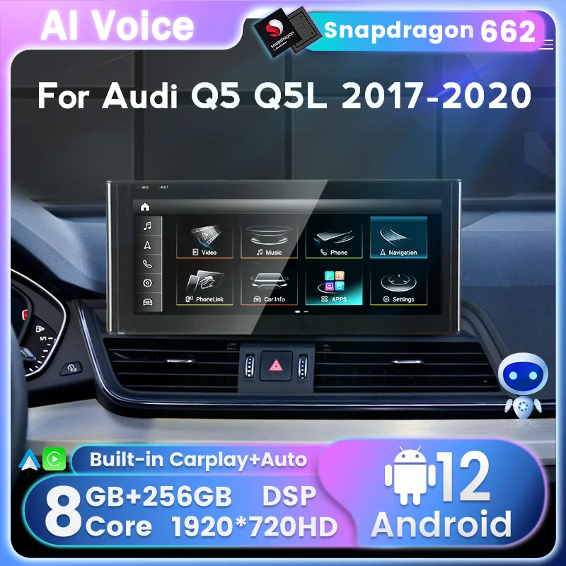 Wireless Carplay Android Auto Android All in one Car Radio For Audi Q5 Q5L 2017 2018 2019 2020 ...