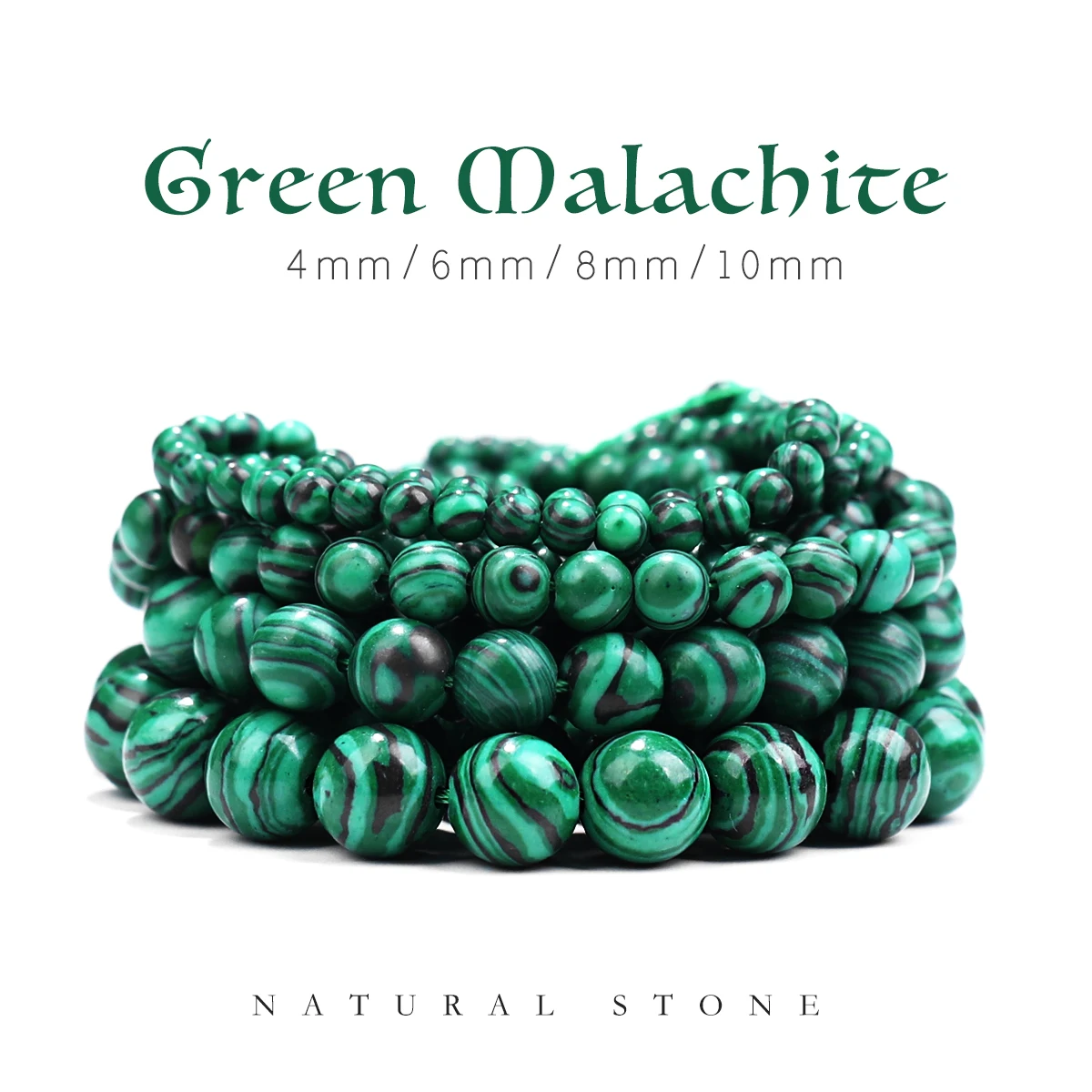 Green Malachite Stone Beads 4/6/8/10/12mm Loose Spacer Bead for Jewelry ...