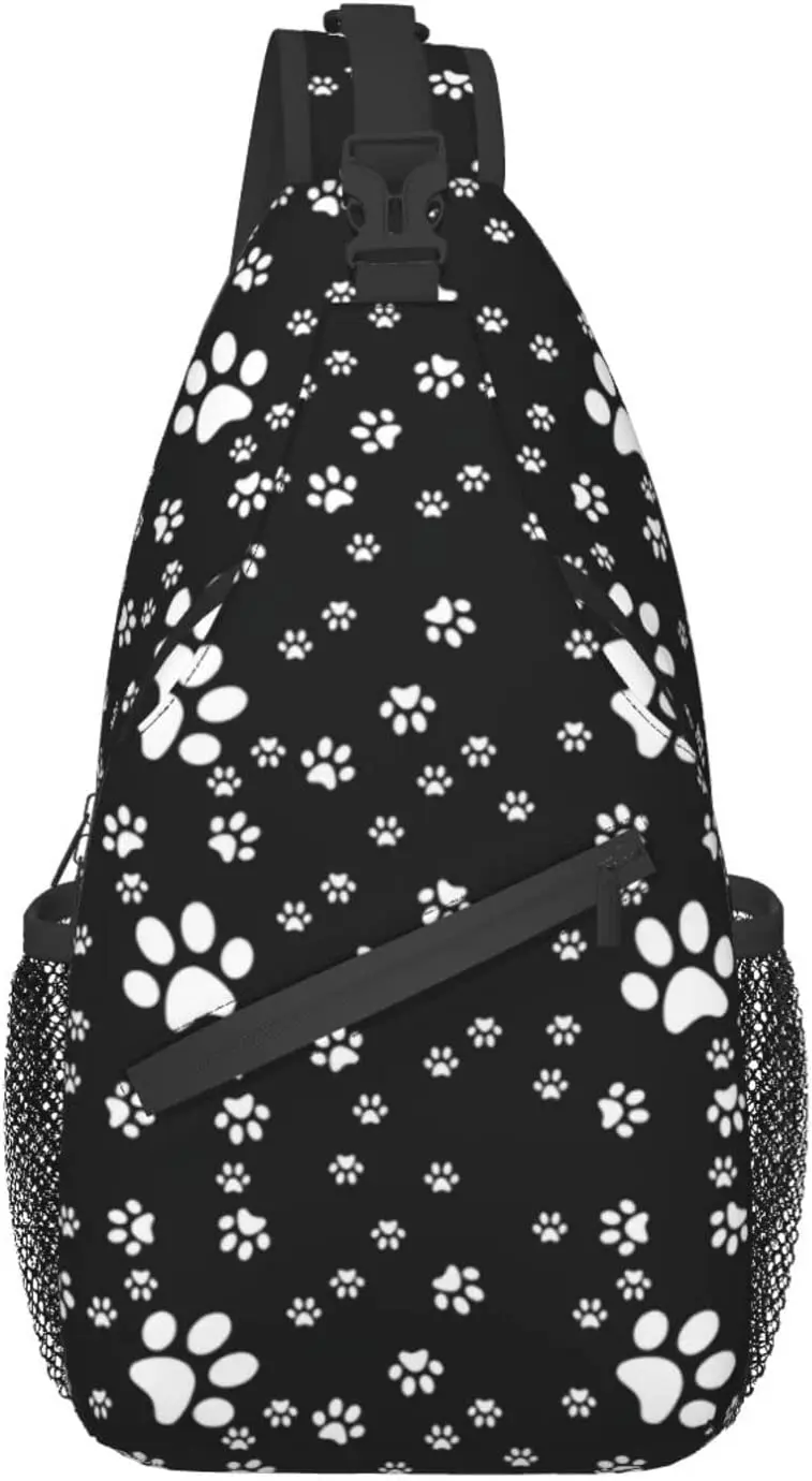 Dog-Paw-Prints-Bones-Sling-Backpack-Casual-Crossbody-Shoulder-Backpack ...