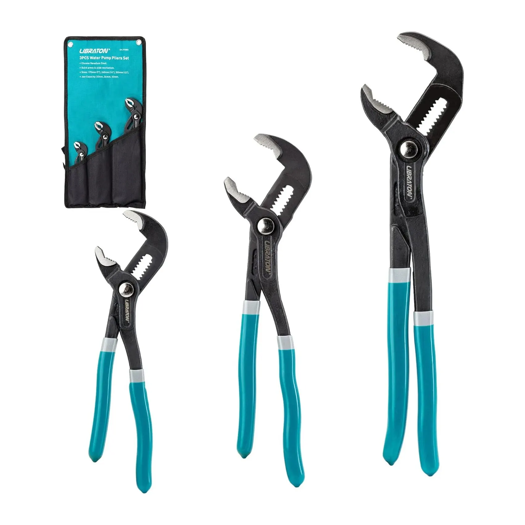 Water Pump Pliers Set 3-Piece - 7, 10, 12 Inch Channel Lock Pliers ...