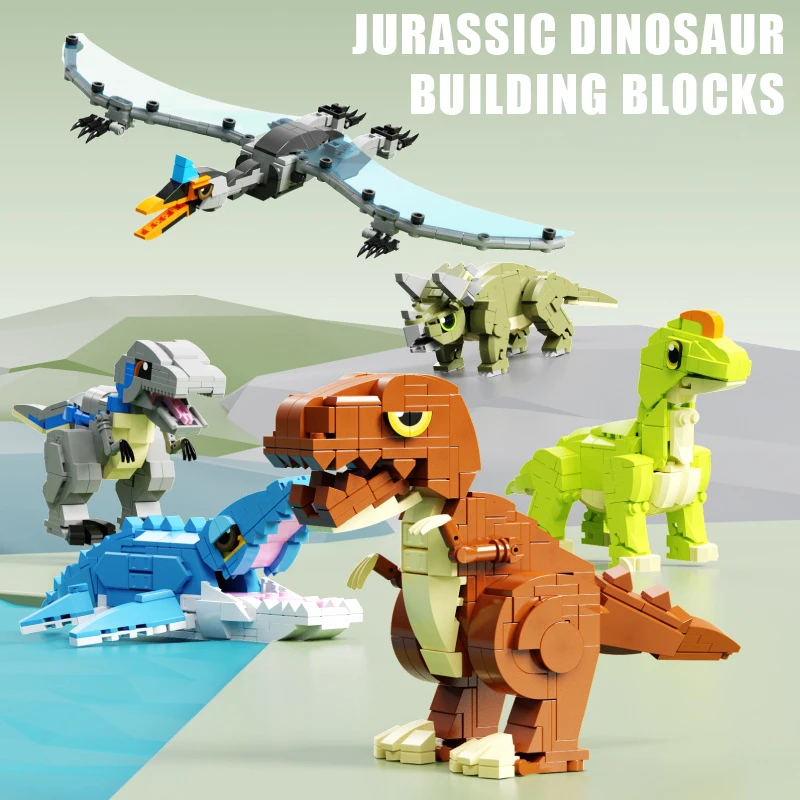 MOC-Dinosaur-World-T-Rex-Velociraptor-Model-Building-Blocks-Mesozoic ...