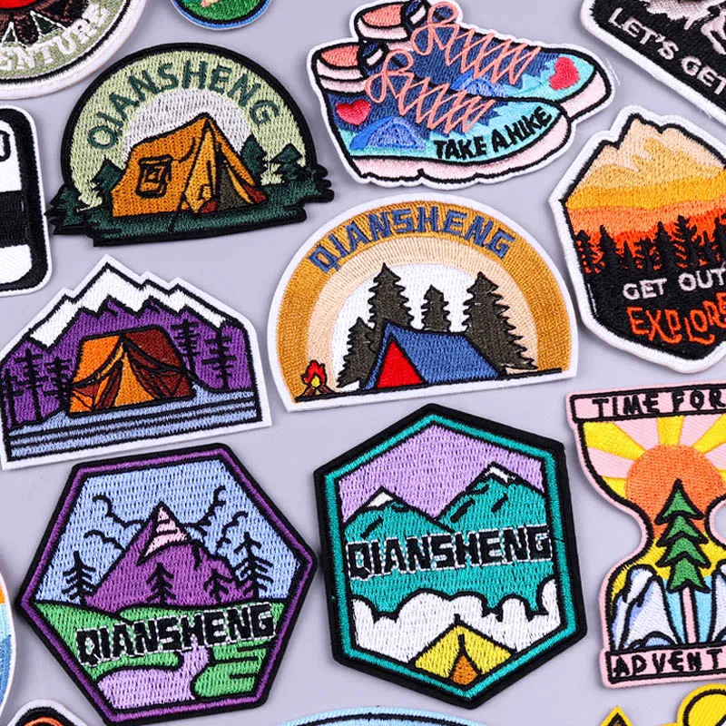Camping-Outdoor-Embroidered-Patches-For-Clothing-Stickers-Nature-Travel ...