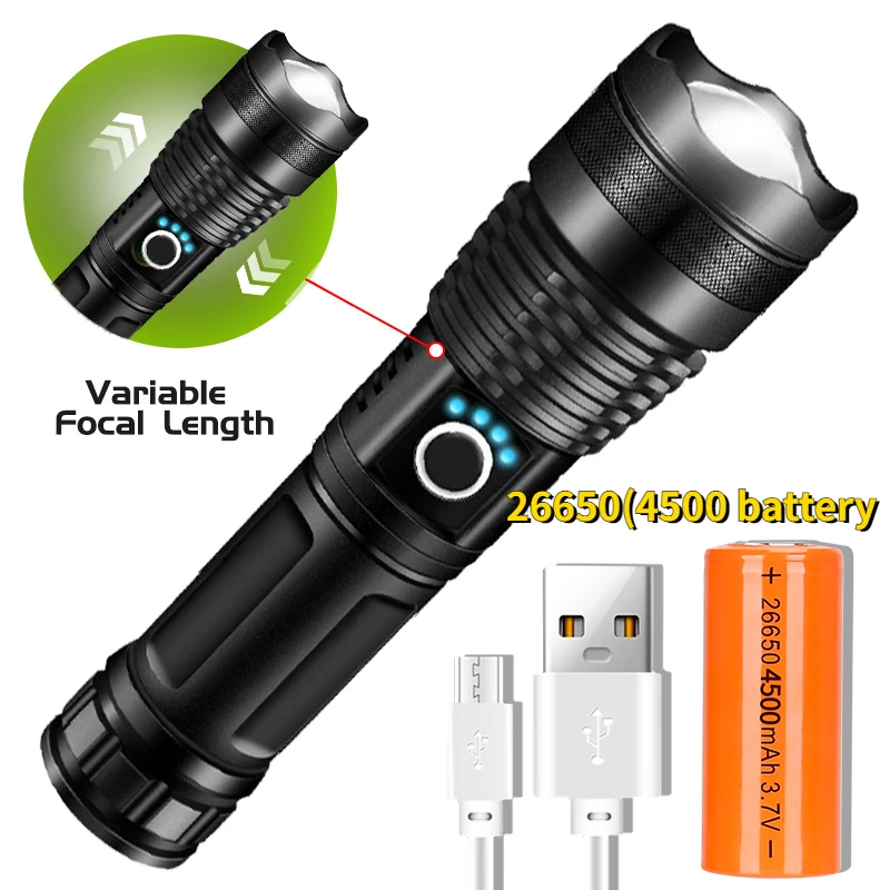 Drop Shipping Xhp50 FlashLight 5 Modes Usb Zoom Led Torch 26650 Battery ...