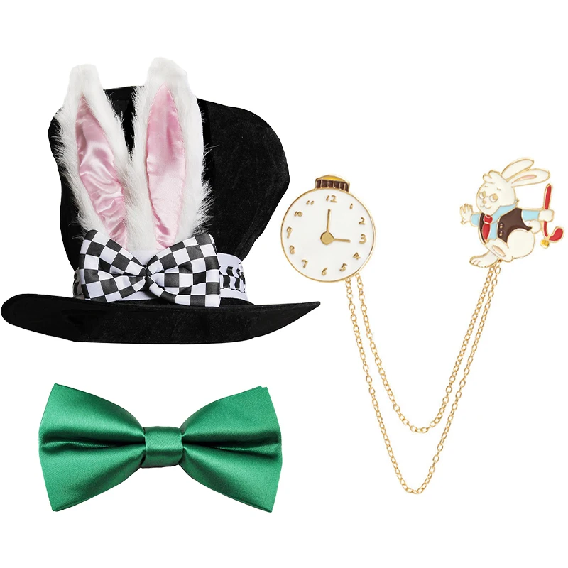 PESENAR White Rabbit Hat Set - includes rabbit ear decoration, plush ...