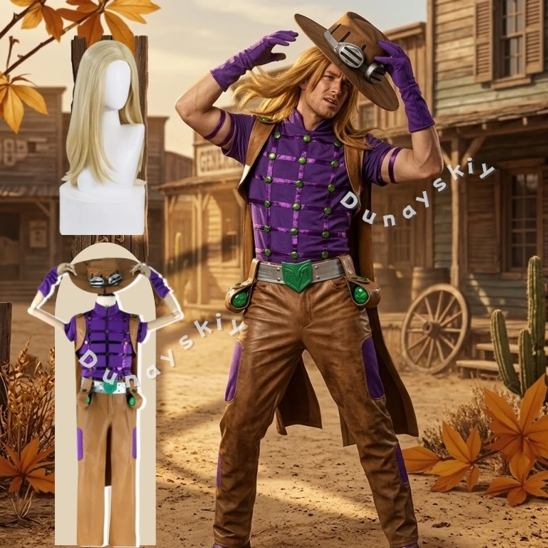 New Arrival Gyro Zeppeli Cosplay Clothing Costume Hat Cloak Glasses ...