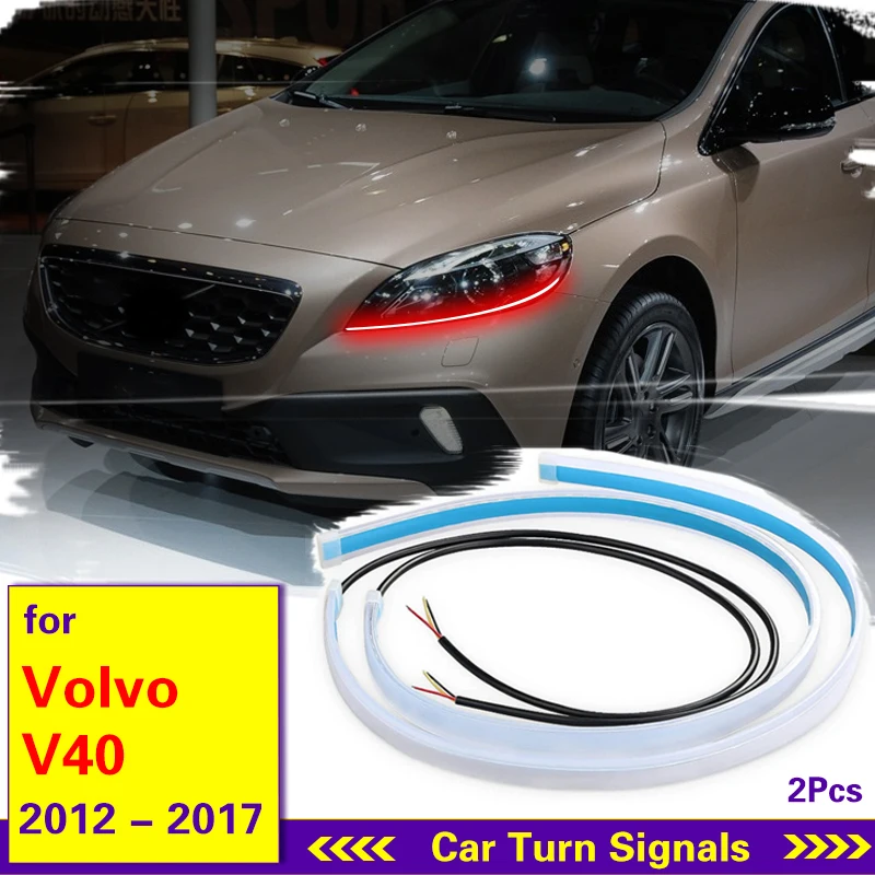 2pcs-DRL-LED-Strip-For-Volvo-V40-2012-2017-Turn-Signal-Light-Yellow ...