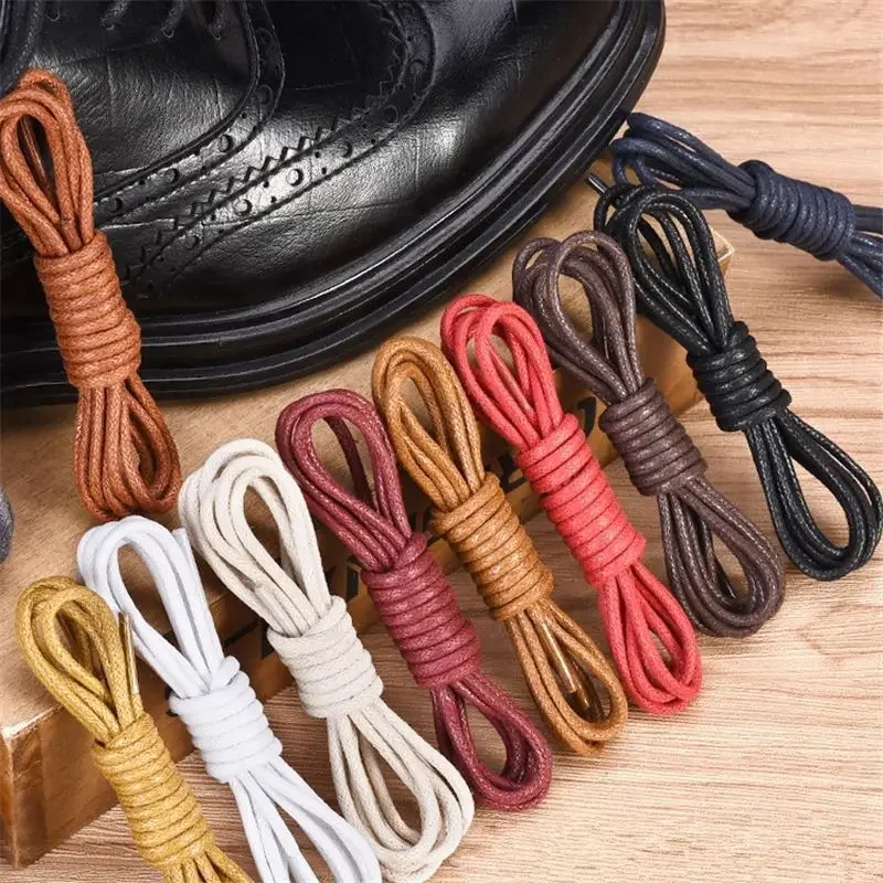 1Pair-Waxed-Shoelaces-Round-Oxford-Shoe-Laces-Boots-Laces-Waterproof ...