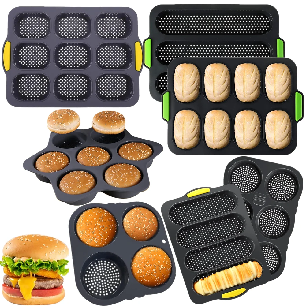 Hamburger-Bun-Mold-Non-Stick-Food-Grade-Silicone-Bread-Loaf-Pan ...