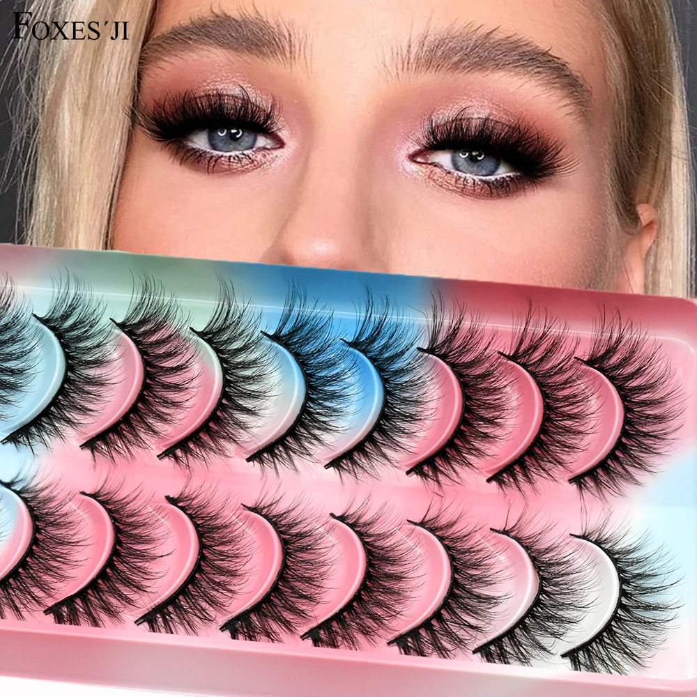 FOXESJI 3D Faux Mink Lashes Faux Cils Natural Soft Fluffy Full False ...