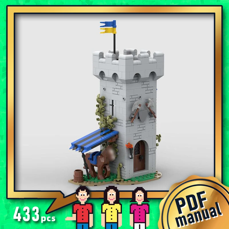 black-eagle-watchtower-bricks-modular-castle-lookout-tower-blocks ...