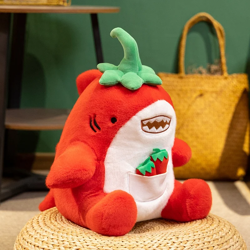 30cm Hot Red Pepper Shaped Shark Plush Toy Stuffed Animals Cartoon Red ...