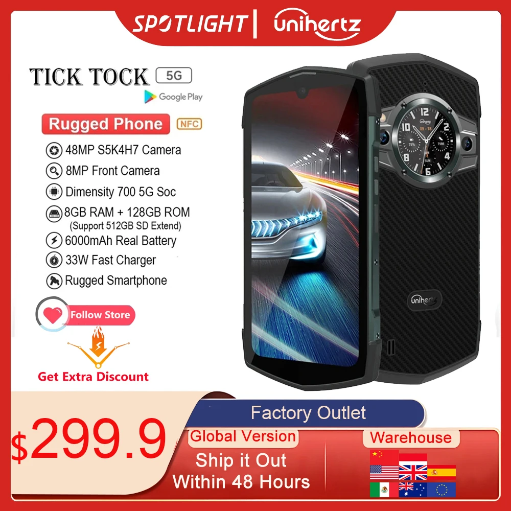 Unihertz-Tick-Tock-5G-Rugged-Waterproof-Smartphone-Android-8GB-128GB-Octa-Core-8MP-48MP ...