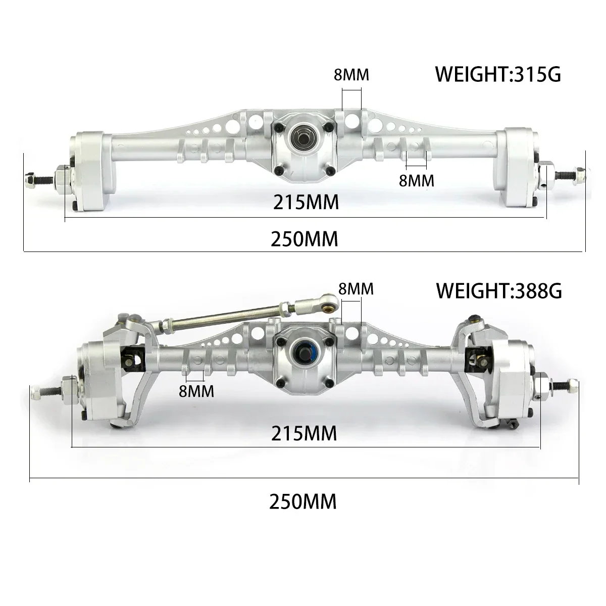 2pcs Metal CNC Currie F9 Portal Axle Front and Rear for Axial Capra ...