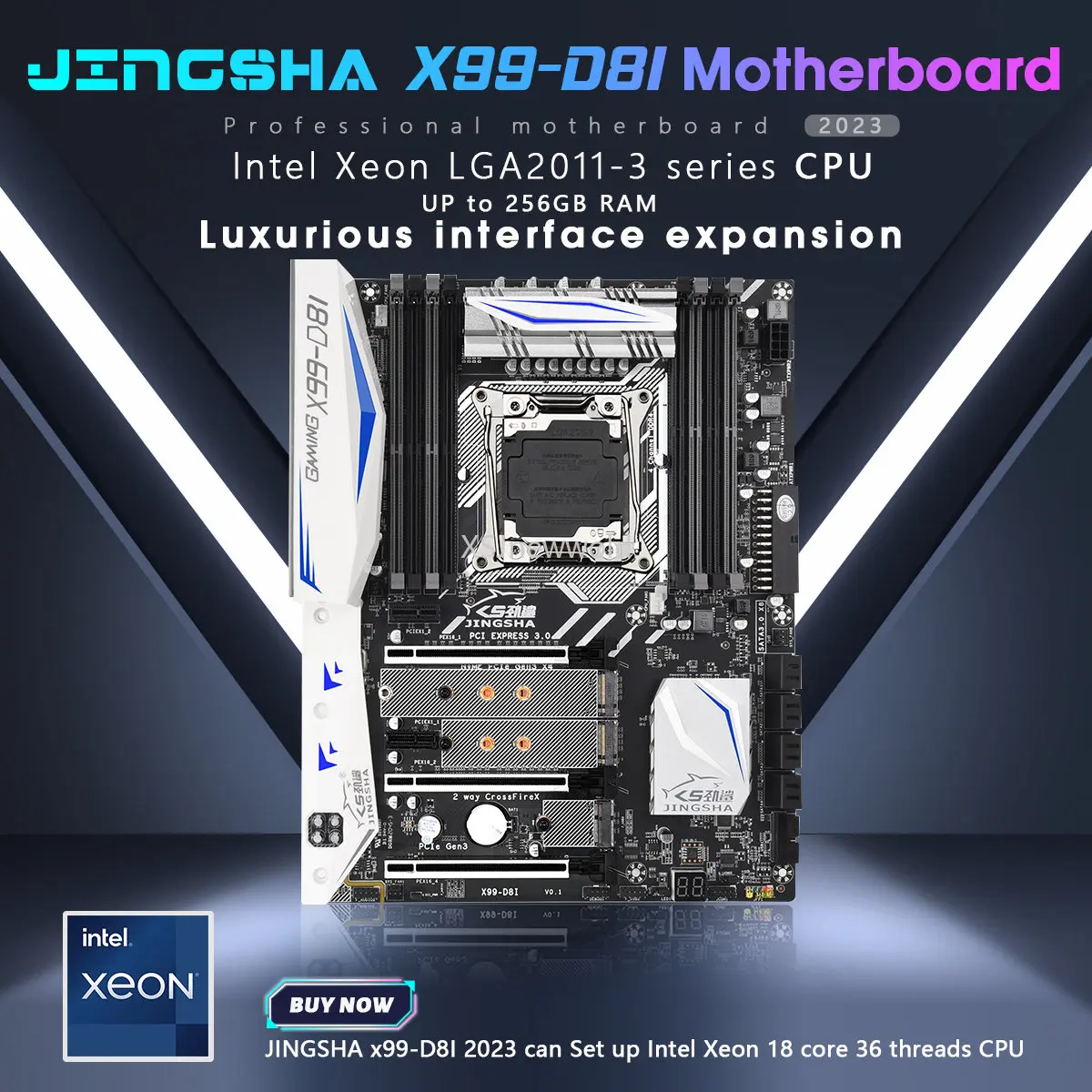 JINGSHA Novo X99D8I Placa mãe x99 Chip Suporte E5 V3V4 LGA 2011 3 ...