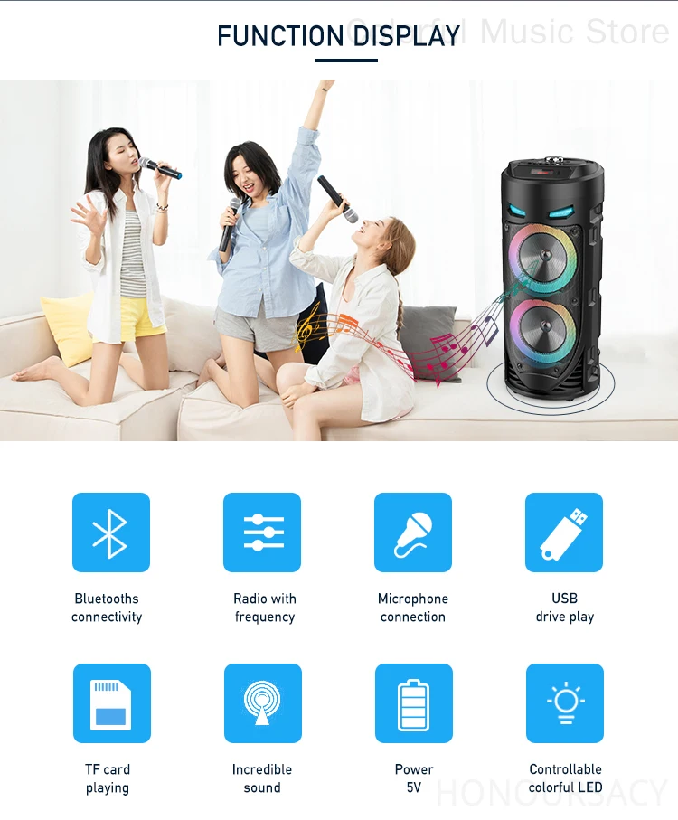 ZQS4239 уличные Bluetooth-колонки, беспроводная колонка, мощный стерео портативный сабвуфер с ...