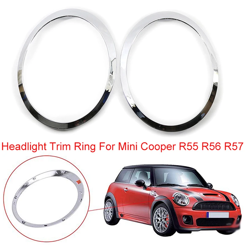 Pair-Chrome-Headlight-Trim-Rings-Bezel-ABS-Plastic-Car-Accessories-For ...