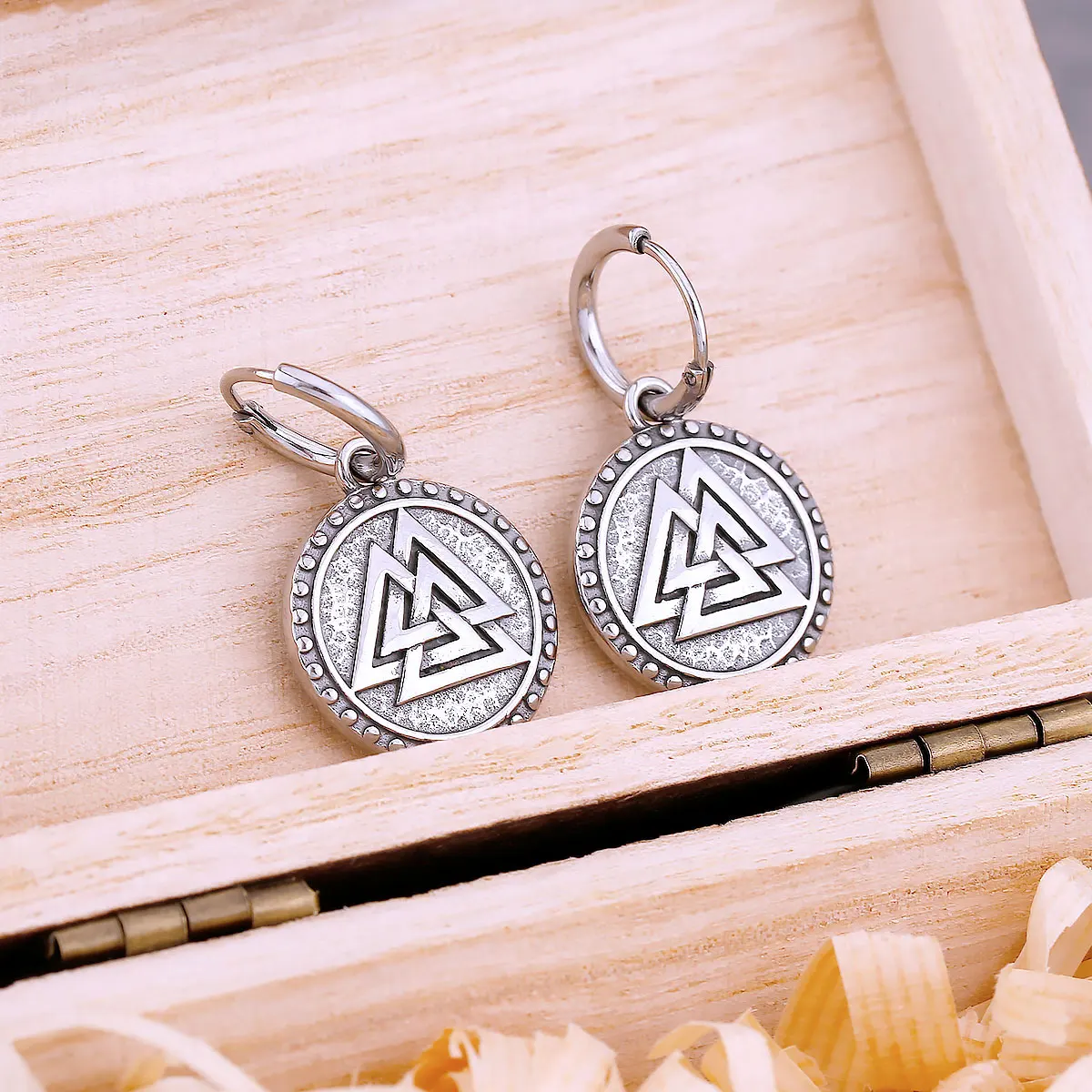 Vikings-Odin-Symbol-Valknut-Drop-Earrings-For-Men-Stainless-Steel ...
