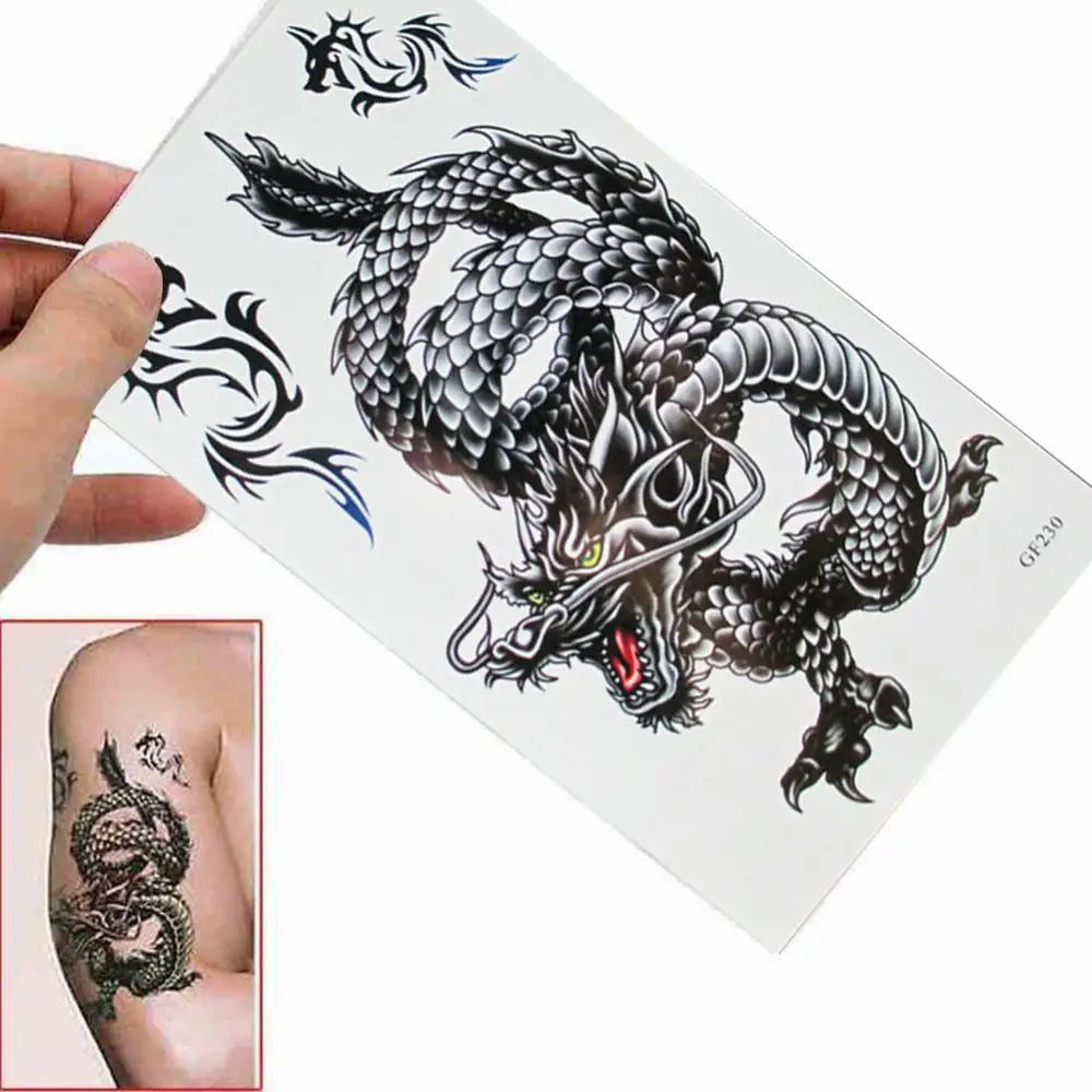 Body Art Fashion Waterproof Tattoo Removable Disposable Cool Dragon ...