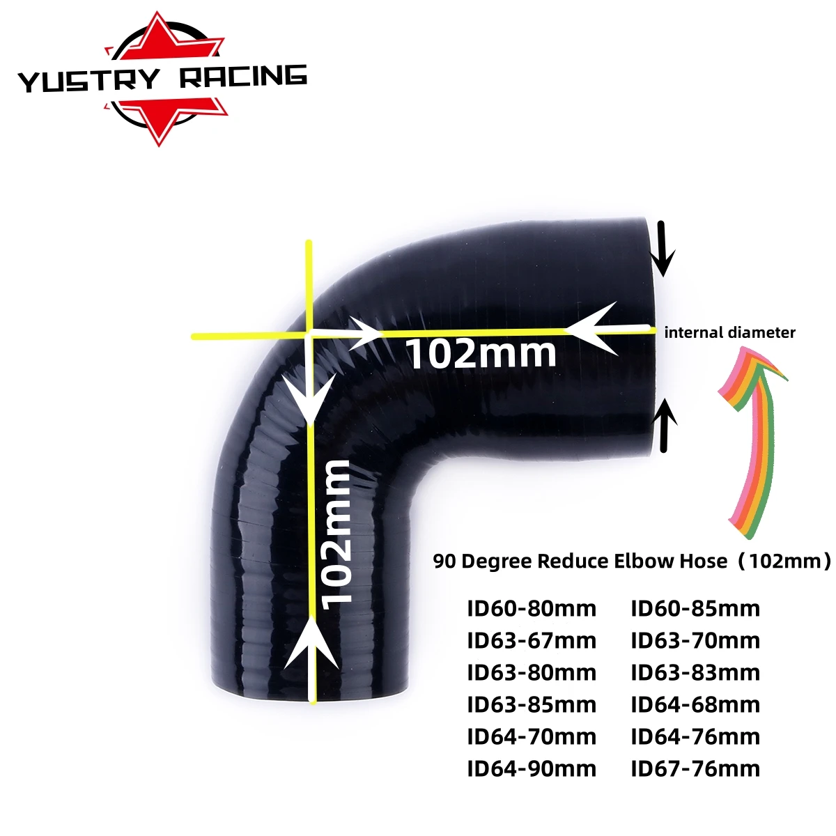 Black-3-PLY-Lenght-102mm-90-Degree-Elbow-Silicone-Hose-Intercooler ...