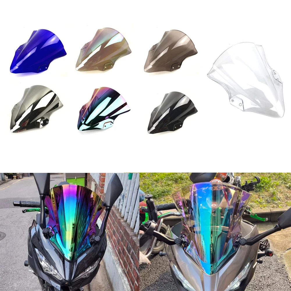 Motorcycle-Double-Bubble-Windshield-Deflector-Protector-Wind-Screen-For ...