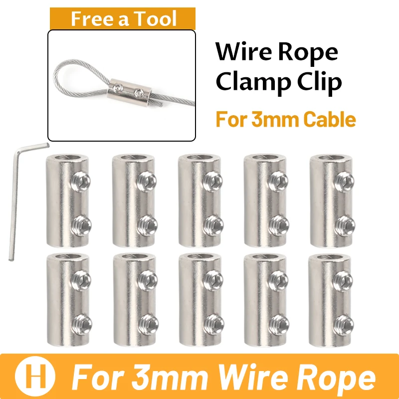 For 3mm Steel Wire Cable 1/8‘’ Clamp Double Hole Thread Locker Clamps ...
