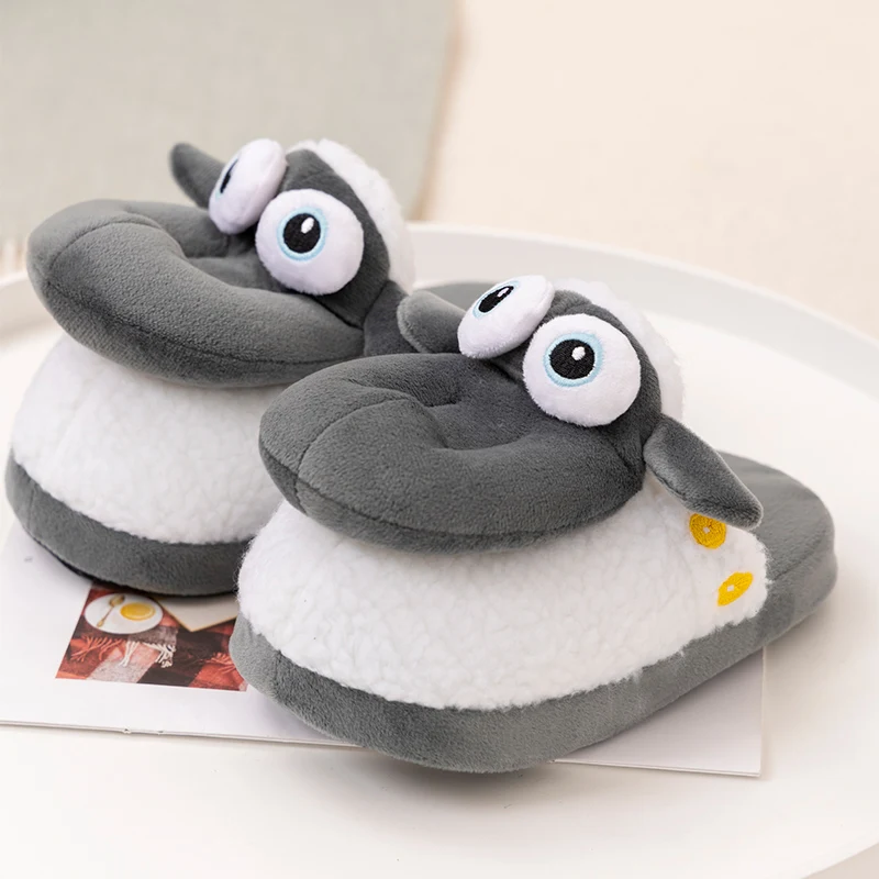 New Sheep Cotton Slippers With Moving Mouth, Funny Non slip Home Cotton ...