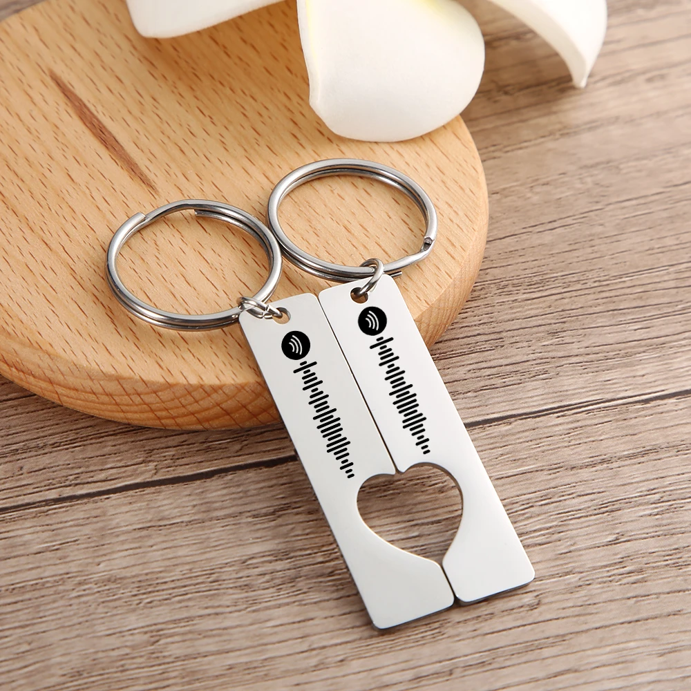2pc Personalized Spotify Code Keychain Heart Couple Keychain Custom ...