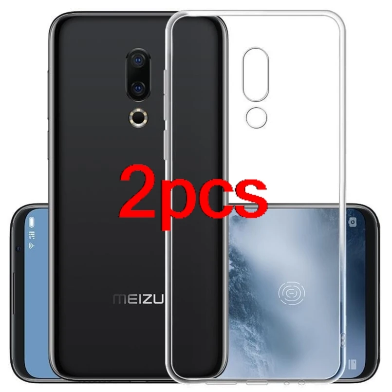 2PCS Transparent Case for Meizu 16 16th Clear Silicone TPU Bumper Back ...