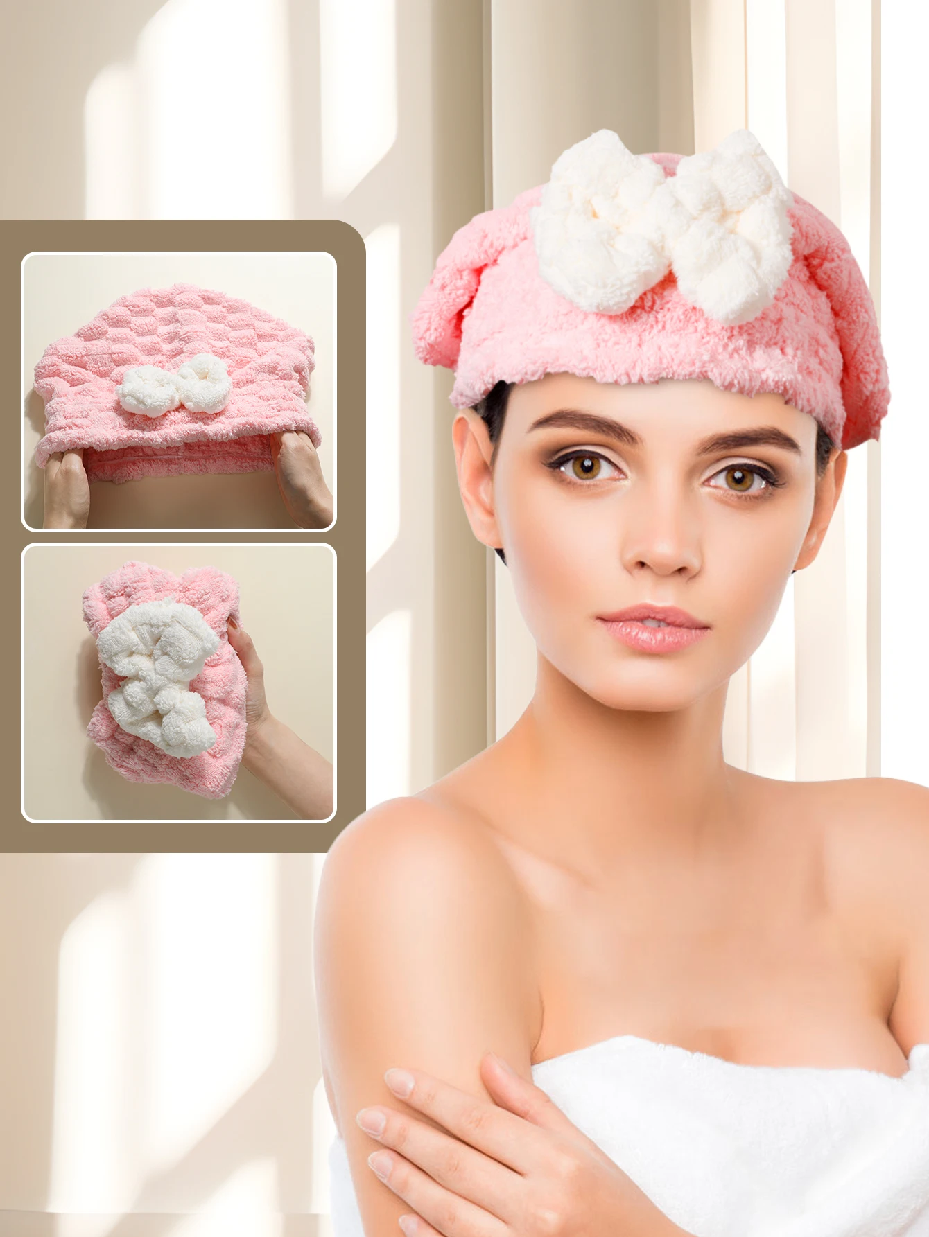 1pc-Sweet-and-Cute-Bow-Microfiber-Hair-Drying-Cap-Extrame-Soft-Ultra ...