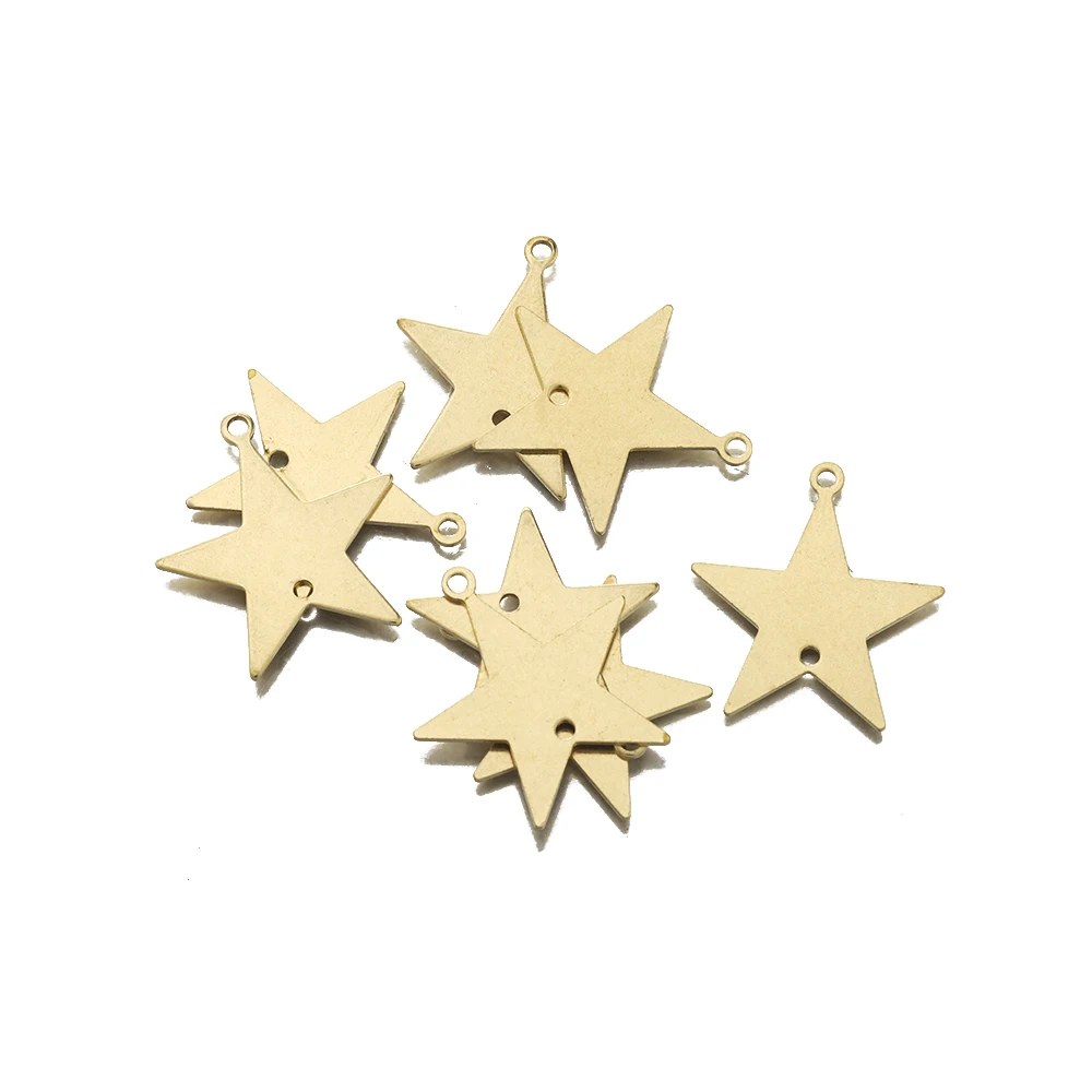 Raw-Brass-Star-Connectors-2-Holes-Flat-Pentagram-Pendant-Link-for-Diy ...