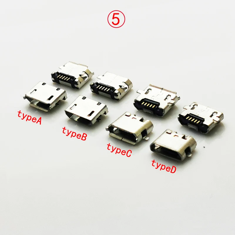 10PCS 5Pin Micro USB SMD SMT Female Connector For Mobile Phone Mini USB ...