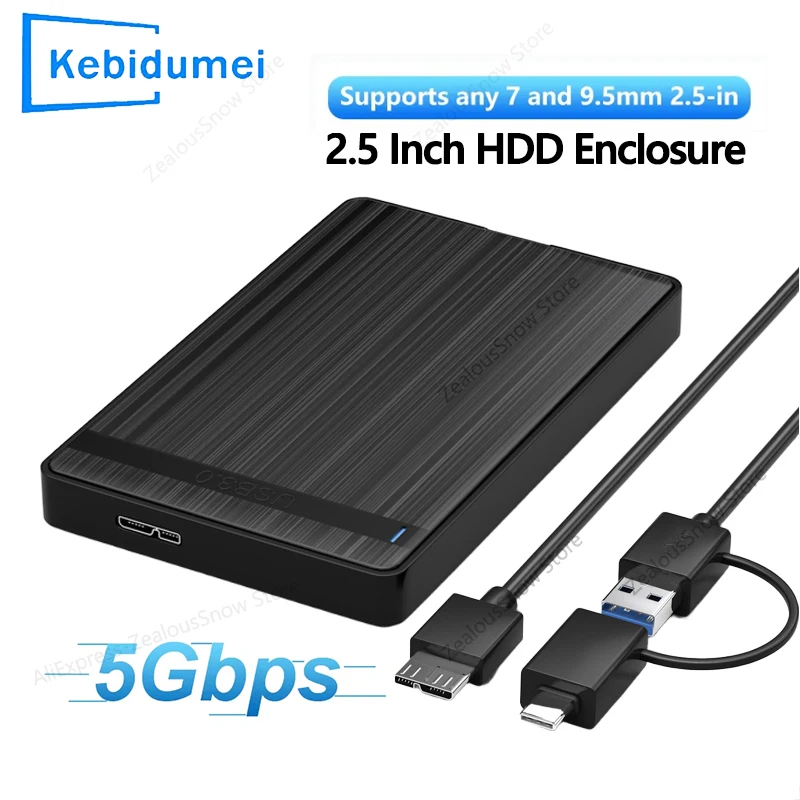 2.5 Inch Enclosure HDD Case SATA to USB 3.0 Type-C Adapter Box External ...