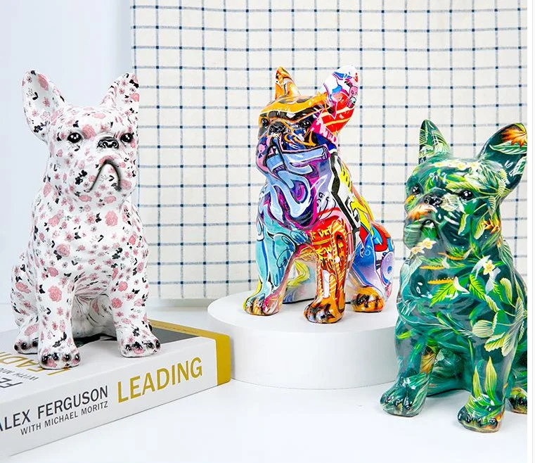 Creative-Painted-Bulldog-Sculpture-Dog-Statue-Nordic-Home-Living-Room ...